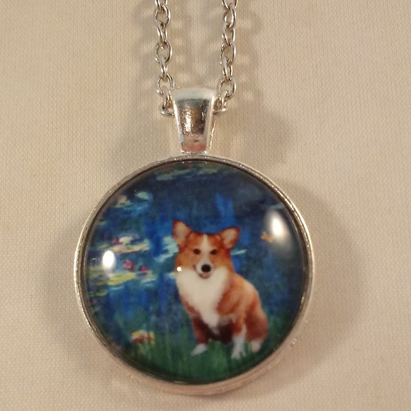 Kristy's Jewels | Jewelry | Silver Corgi Dog Cabochon Pendant Chain ...